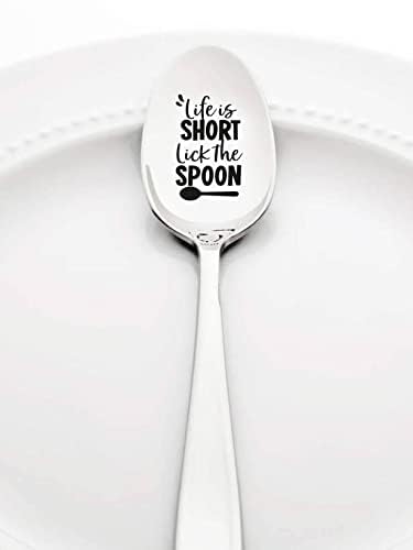 BIG EVENTS Life is short lick the spoon - engraved spoon - Funny spoon gift - Tea spoon coffee spoon peanut butter cereal spoon gift