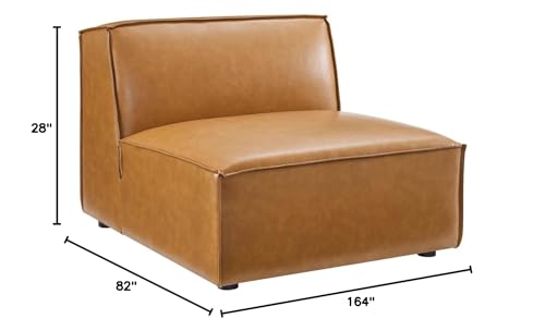 Modway Restore 6-Piece Vegan Leather Sectional Sofa in Tan