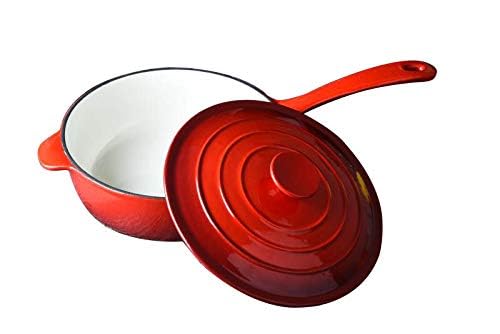 DIBOO Enameled Cast Iron Covered Sauce Pan-2.7 Quart