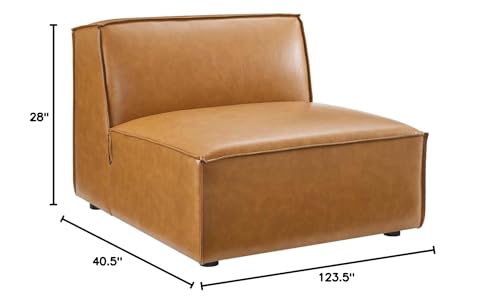 Modway Restore Vegan Leather Sectional 3-Seater Sofa in Tan