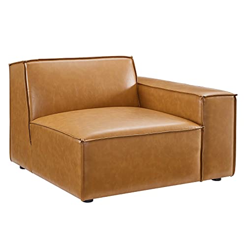 Modway Restore Vegan Leather Sectional 3-Seater Sofa in Tan