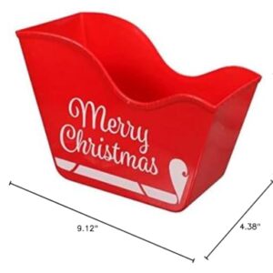 Greenbrier Intl Merry Christmas-Santa's Sleigh Shaped Plastic Bins (2PK)