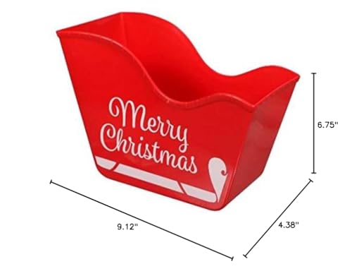 Greenbrier Intl Merry Christmas-Santa's Sleigh Shaped Plastic Bins (2PK)