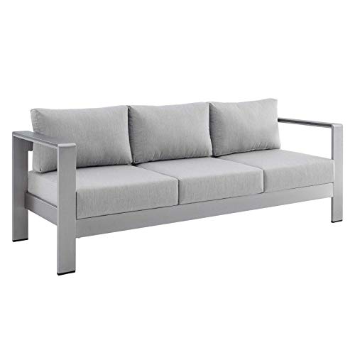 Modway Shore EEI-4228-SLV-GRYShore Sunbrella Patio Sofa in Silver Gray, 27.5 x 76.5 x 24.5