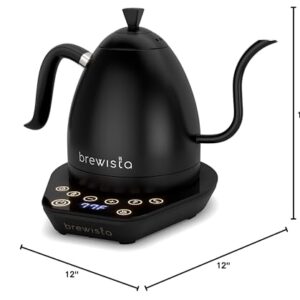 Brewista Artisan Electric Gooseneck Kettle, Water Boiler with LCD Panel, Precise Temperature Control, Fast Boiling and Keep Warm Settings for Pour-Over Coffee & Tea, Café, 1 Liter (All Black)