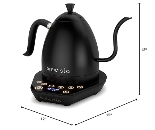 Brewista Artisan Electric Gooseneck Kettle, Water Boiler with LCD Panel, Precise Temperature Control, Fast Boiling and Keep Warm Settings for Pour-Over Coffee & Tea, Café, 1 Liter (All Black)