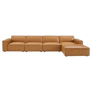 Modway Restore Vegan Leather Sectional Sofa, 82 x 164 x 28, Tan