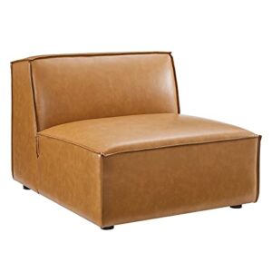 modway restore vegan leather sectional sofa armless chair in tan