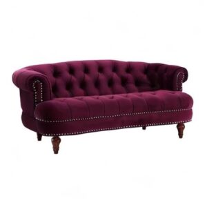 Jennifer Taylor Home Ariana Victorian Chesterfield Loveseat, Burgundy Velvet