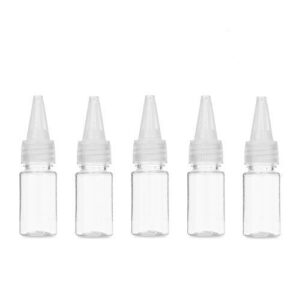 5pcs empty dropper bottles squeeze bottles, sharp-mouth container with twist top cap clear refillable bottles, for oil paint liquid glue(10ml)