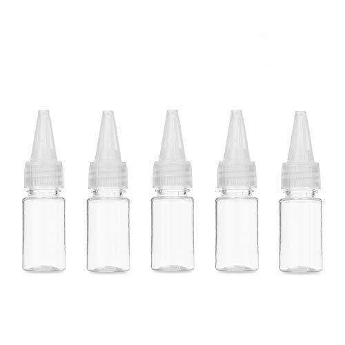 5PCS Empty Dropper Bottles Squeeze Bottles, Sharp-mouth Container with Twist Top Cap Clear Refillable Bottles, for Oil Paint Liquid Glue(10ml)