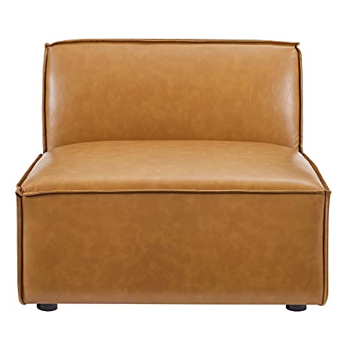 Modway Restore Vegan Leather Sectional 3-Seater Sofa in Tan