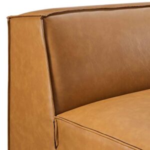 Modway Restore Vegan Leather Sectional Sofa Armless Chair in Tan