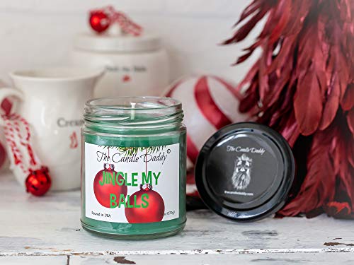 Jingle My Balls- Funny Holiday Candle - Holly Berry Scented Candle - Christmas, New Years - Holiday Fragrance, Hand Poured in USA - 6oz