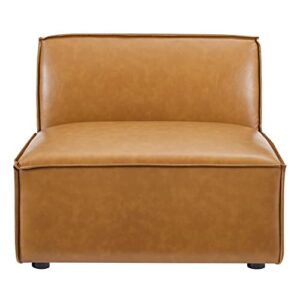 Modway Restore 6-Piece Vegan Leather Sectional Sofa in Tan