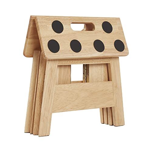 ECR4Kids Folding Step Stool with Handle, Kids Furniture, Natural