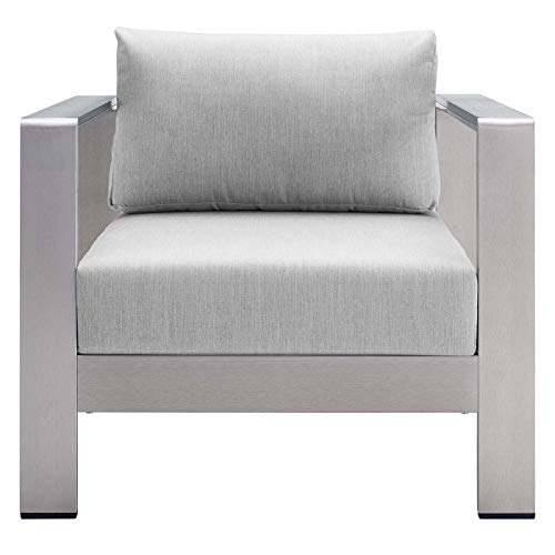 Modway EEI-4225-SLV-GRY Shore EEI-4225-SLV-GRYShore Sunbrella Patio Armchair in Silver Gray