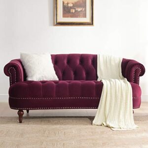 jennifer taylor home ariana victorian chesterfield loveseat, burgundy velvet