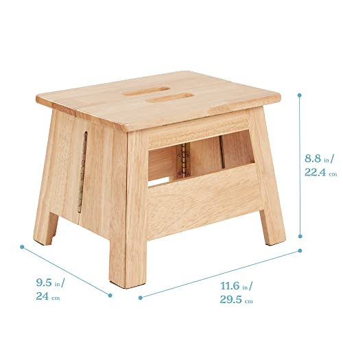 ECR4Kids Folding Step Stool with Handle, Kids Furniture, Natural