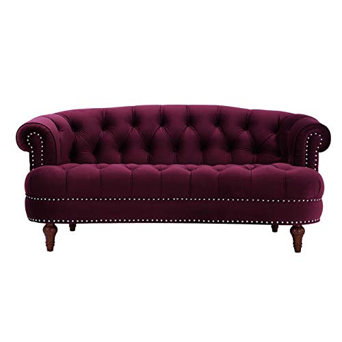 Jennifer Taylor Home Ariana Victorian Chesterfield Loveseat, Burgundy Velvet