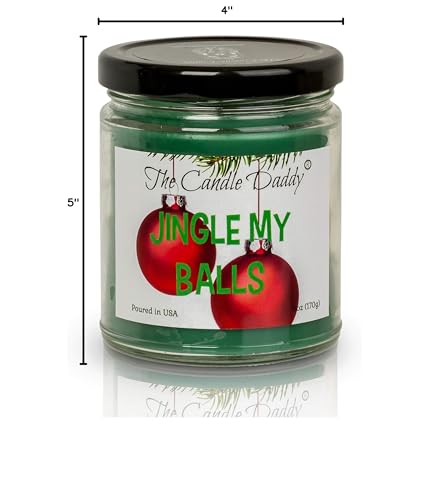 Jingle My Balls- Funny Holiday Candle - Holly Berry Scented Candle - Christmas, New Years - Holiday Fragrance, Hand Poured in USA - 6oz