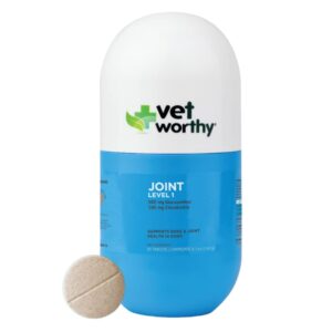 vet worthy joint support level 1 liver flavored chewable tablet for dogs (90 ct)