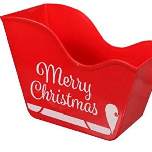 Greenbrier Intl Merry Christmas-Santa's Sleigh Shaped Plastic Bins (2PK)