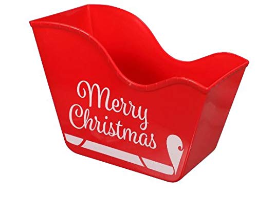 Greenbrier Intl Merry Christmas-Santa's Sleigh Shaped Plastic Bins (2PK)