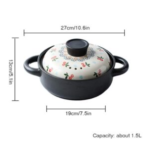 MYYINGBIN Ceramics Casserole with Lid Handles, Tagine Cooking Pot High Temperature Pots and Pan, Housewarming Gift, B