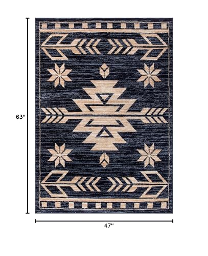 Well Woven Canton Blue Southwestern Medallion Area Rug 4x6 (3'11" x 5'3")