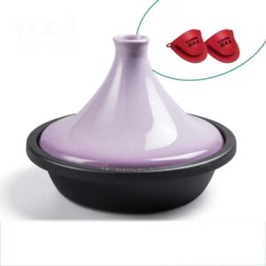 myyingbin traditional moroccan tagine pot with cast iron base enamel lid, non stick casserole stew pot with anti-scalding silicone gloves, e, 1.7l