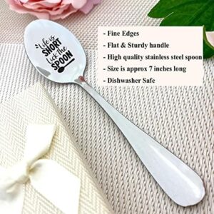 BIG EVENTS Life is short lick the spoon - engraved spoon - Funny spoon gift - Tea spoon coffee spoon peanut butter cereal spoon gift