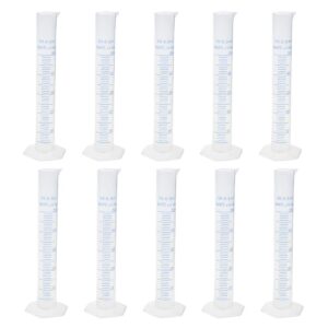 geesatis 10 pcs plastic measuring cylinders 50 ml lab test graduated measuring cylinder