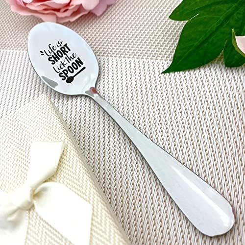 BIG EVENTS Life is short lick the spoon - engraved spoon - Funny spoon gift - Tea spoon coffee spoon peanut butter cereal spoon gift