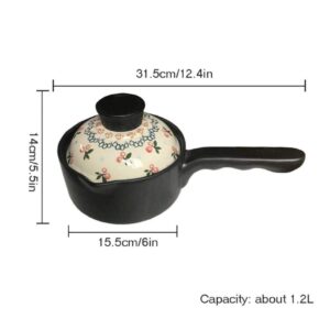 MYYINGBIN Ceramics Casserole with Lid Handles, Tagine Cooking Pot High Temperature Pots and Pan, Housewarming Gift, C