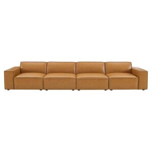 Modway Restore Vegan Leather Sectional 4-Seater Sofa in Tan