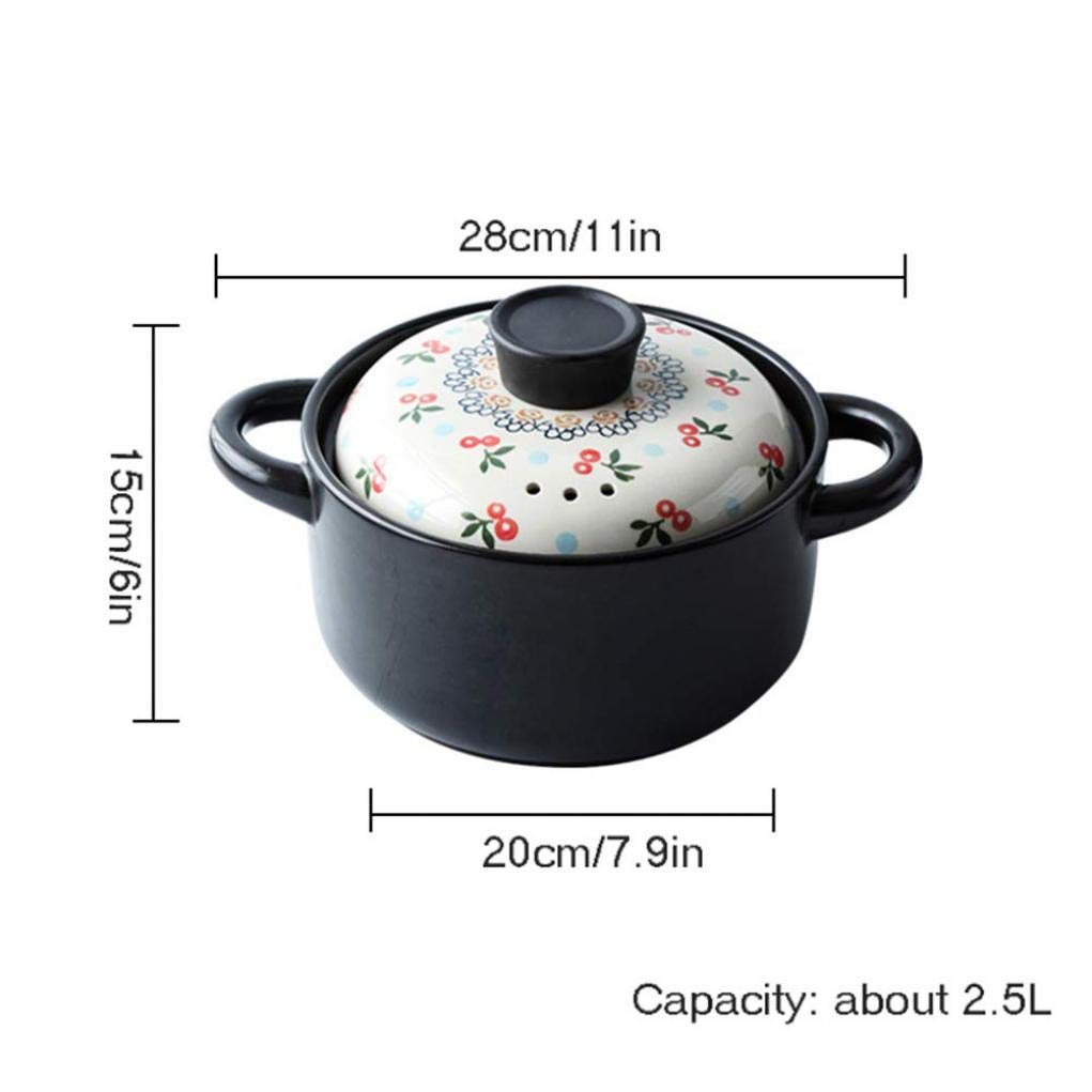 MYYINGBIN Ceramics Casserole with Lid Handles, Tagine Cooking Pot High Temperature Pots and Pan, Housewarming Gift, D