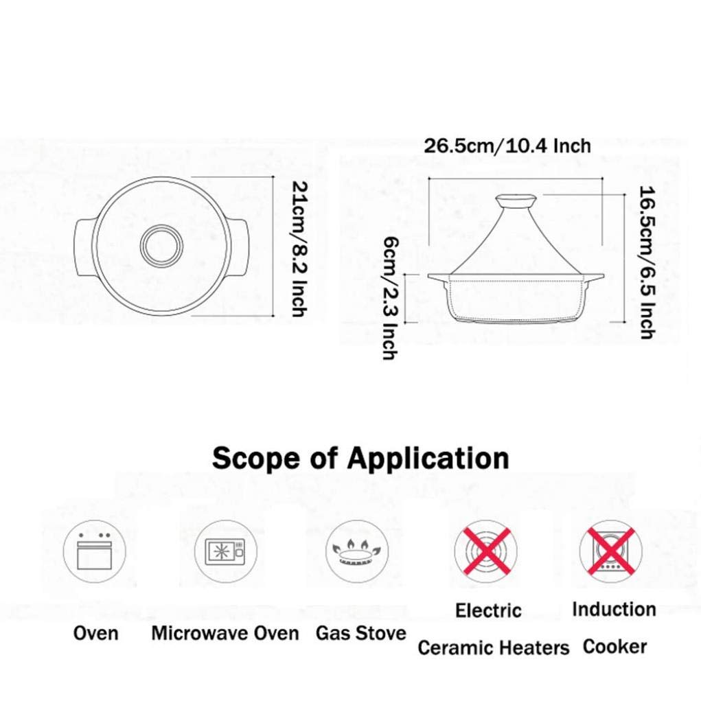 MYYINGBIN Moroccan Tagine Ceramic Micro Pressure Cooker with Tapered Lid Easy to Clean Suitable for Oven Microwave Gas Stove, Yellow