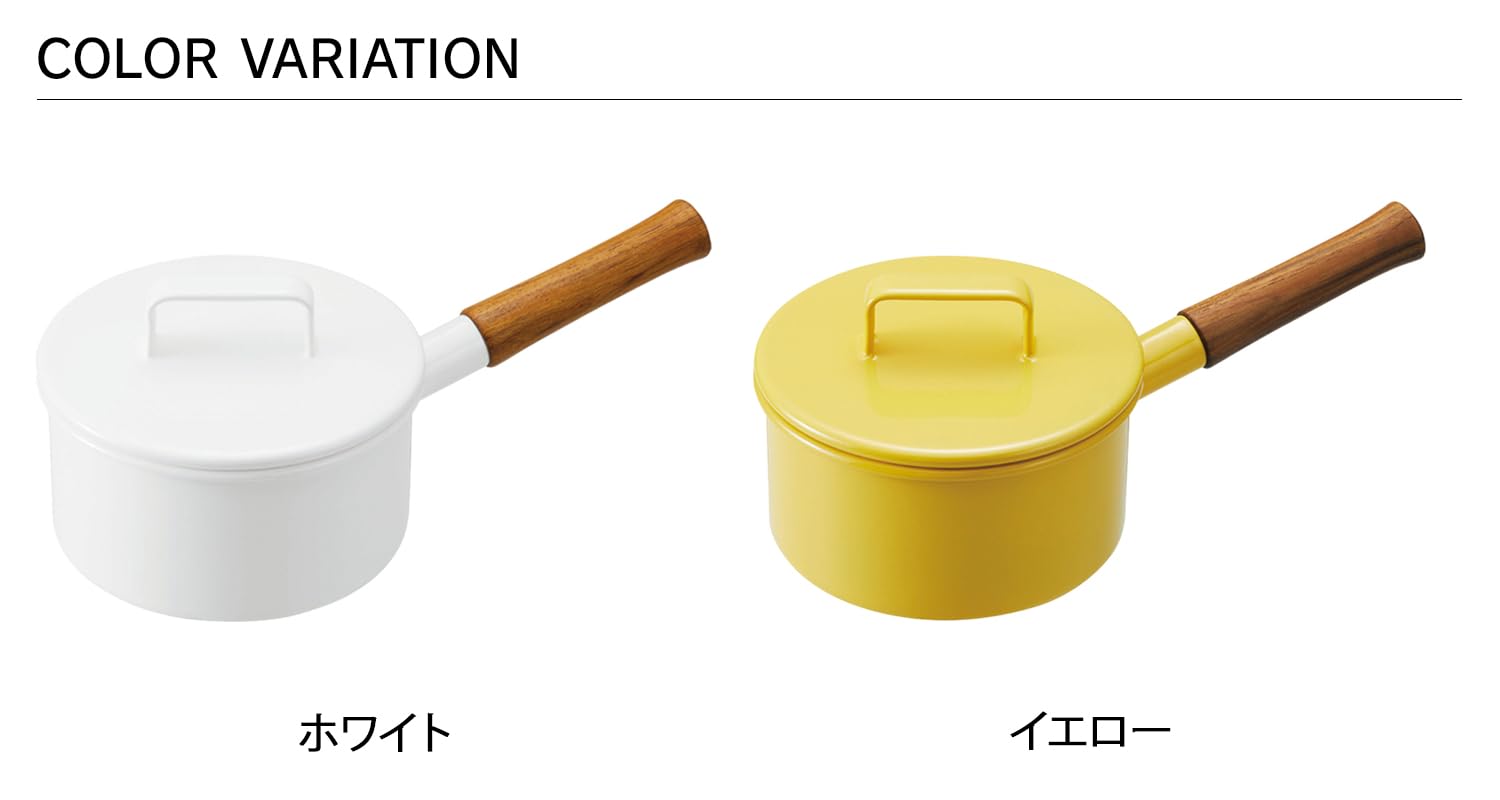 365methods YY-16S.Y Single-Handed Pot, Sauce Pan, Enamel, 6.7 inches (17 cm), Induction Compatible, Yellow