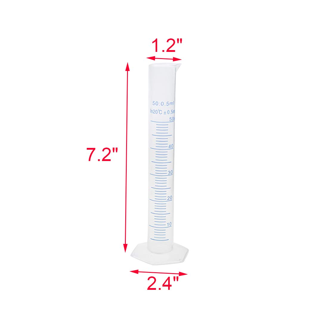 Geesatis 10 Pcs Plastic Measuring Cylinders 50 ml Lab Test Graduated Measuring Cylinder