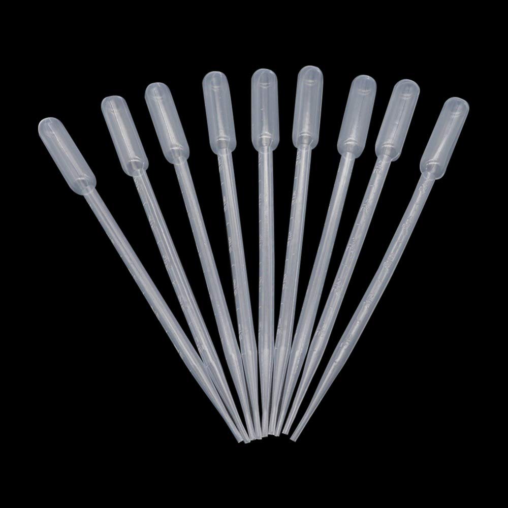 Batino 100 PCS 5ML Disposable Plastic Transfer Liquid Dropper Plastic Essential Oils Graduated Transfer Pipettes