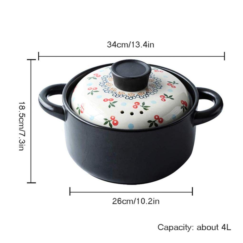 MYYINGBIN Ceramics Casserole with Lid Handles, Tagine Cooking Pot High Temperature Pots and Pan, Housewarming Gift, F