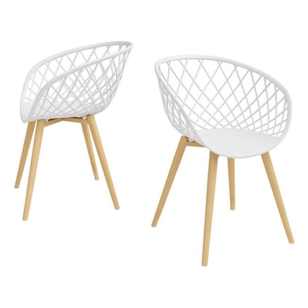 Jamesdar Kurv Mini Kids Chair in White/Natural (Set of 2)