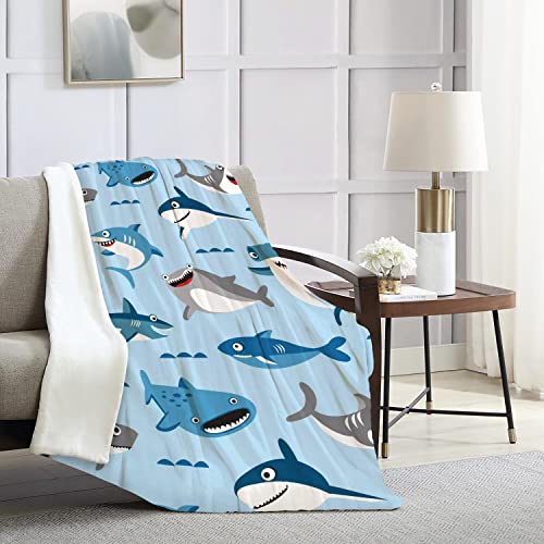 COLLA Shark Blanket for Boys Girls, Soft Plush Kids Throw Blanket Shark Gift for Shark Lovers Flannel Fleece Blanket Decor for Boys Room 50X40 Inch