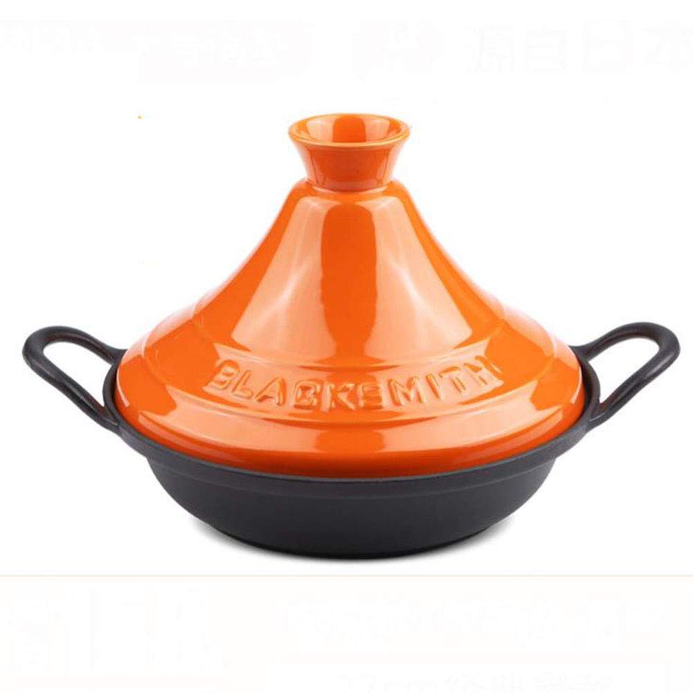 MYYINGBIN Moroccan Tagine Pot Enameled Cast Iron Casserole Non Stick Stew Pot with Lid Binaural Slow Cooker Micro Pressure Cooker, B