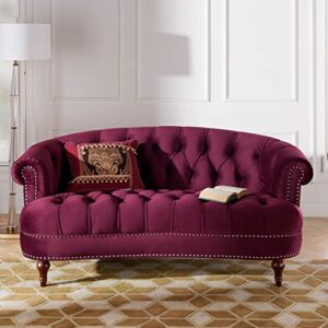 Jennifer Taylor Home Ariana Victorian Chesterfield Loveseat, Burgundy Velvet