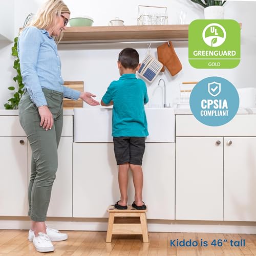 ECR4Kids Folding Step Stool with Handle, Kids Furniture, Natural