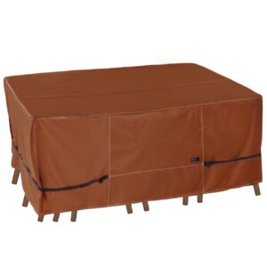 nettypro patio table cover rectangular 105 x 75 inch, 600d heavy duty waterproof outdoor furniture covers for dining table and chair rectangular, brown