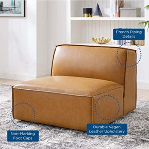 Modway Restore Vegan Leather Sectional Sofa Armless Chair in Tan