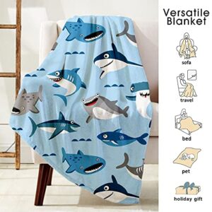 COLLA Shark Blanket for Boys Girls, Soft Plush Kids Throw Blanket Shark Gift for Shark Lovers Flannel Fleece Blanket Decor for Boys Room 50X40 Inch